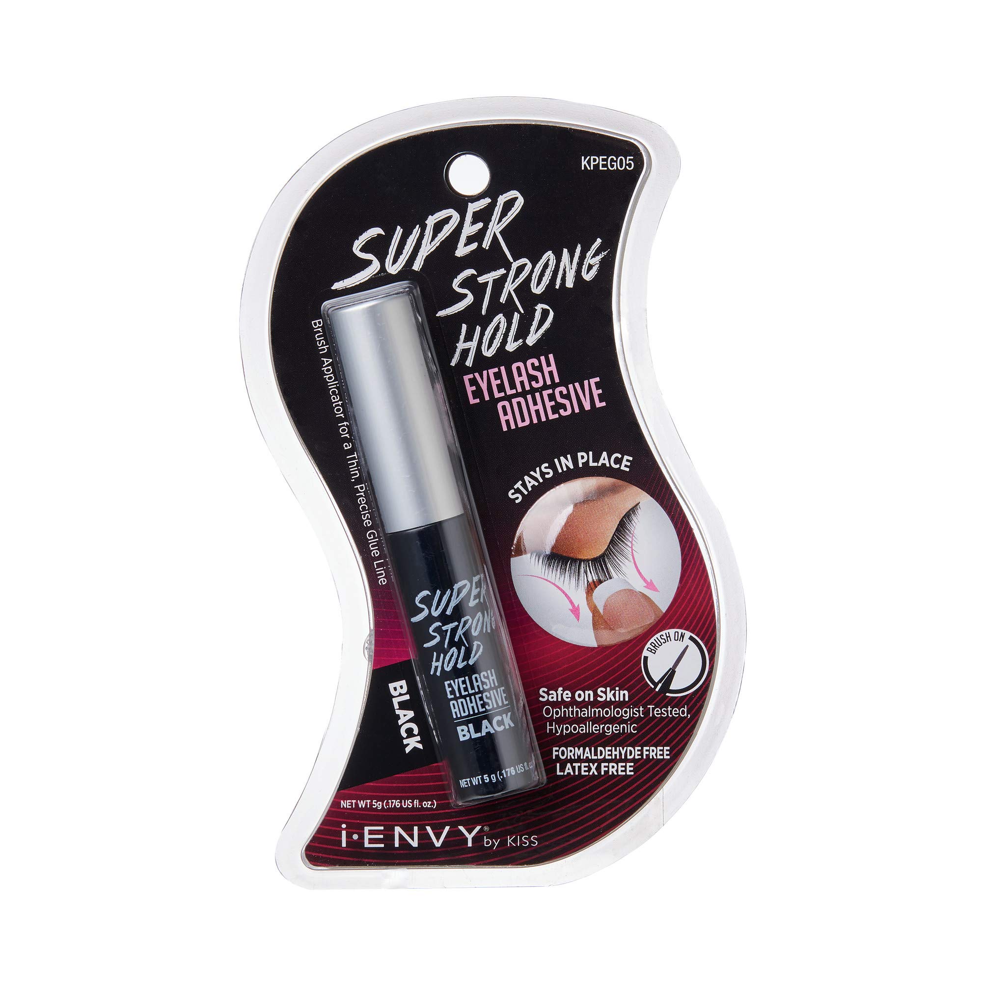 i-Envy by KISS Super Strong Hold Eyelash Adhesive, Waterproof Long-Lasting Strip Lash Glue, Natural-Looking Allergy & Latex Free with Brush Applicator (Clear&Black, Combo Pack)