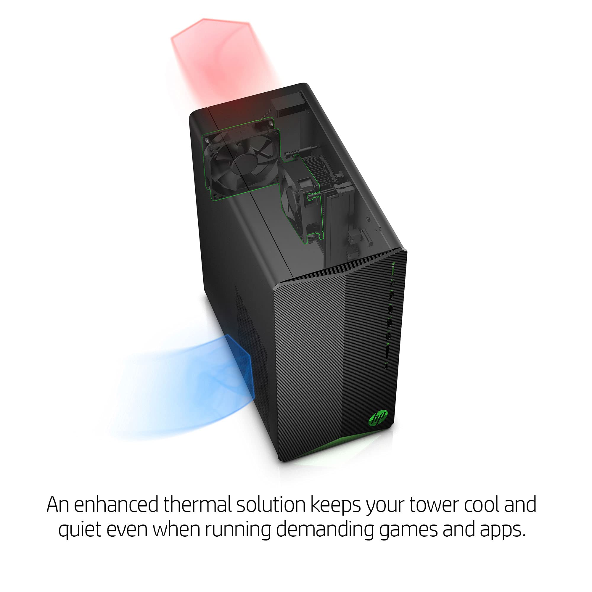 HP Pavilion Gaming Desktop, AMD Radeon RX 5500, AMD Ryzen 5 5600G Processor, 32 GB RAM, 2TB SSD, Windows 11 Home, 9 USB Ports, Keyboard and Mouse Combo, Pre-Built PC Tower, Black
