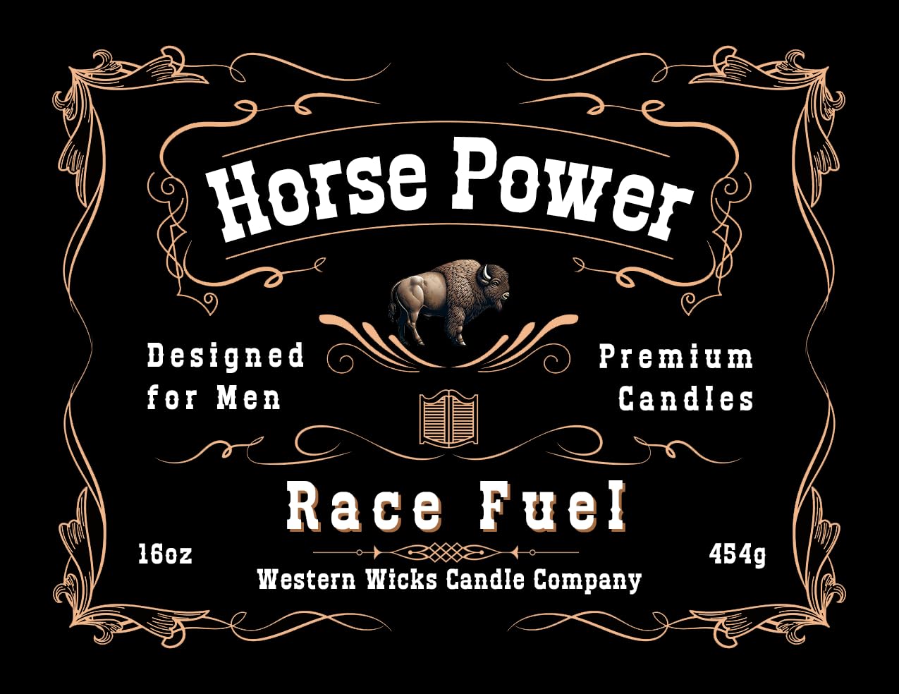 Western Wicks Candles for Men, Race Fuel Scent, 16oz jar candle, double wick