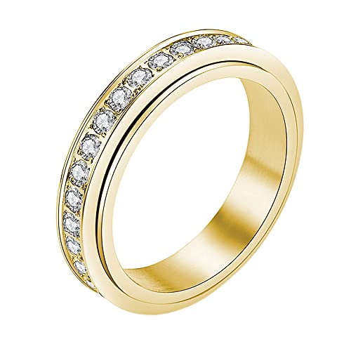 MIFYNN Vikanda Thermogenic Moissanite Spinner Ring - Gold Spinner Rings Use It to Relieve Your Child Stress,Anxiety Ring for Women Gift for My Stepdaughter
