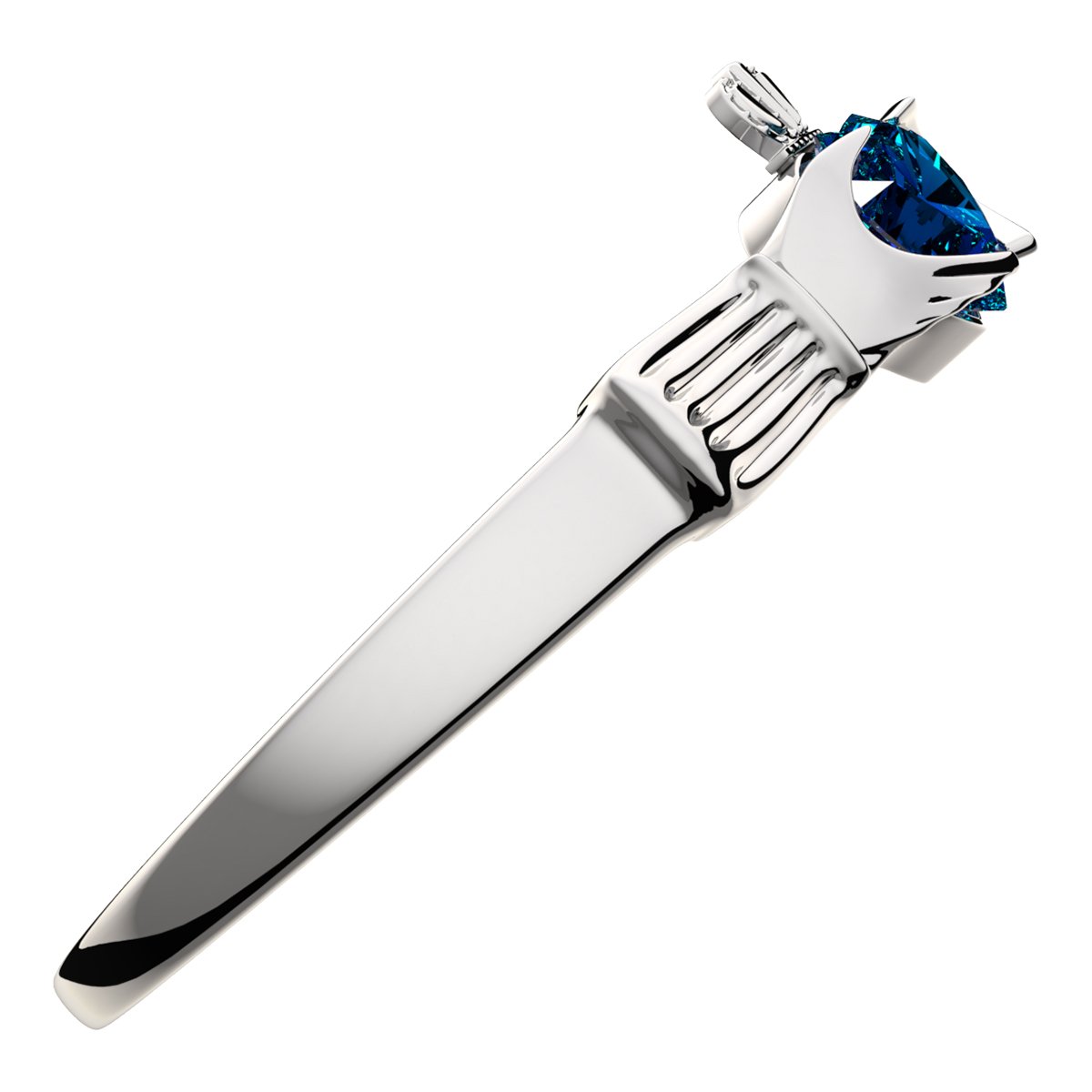 GWG Women's Rings Gift Sterling Silver Claddagh Ring with Heart Shaped Sapphire Blue Zircon Stone under Crown - 8 for Women
