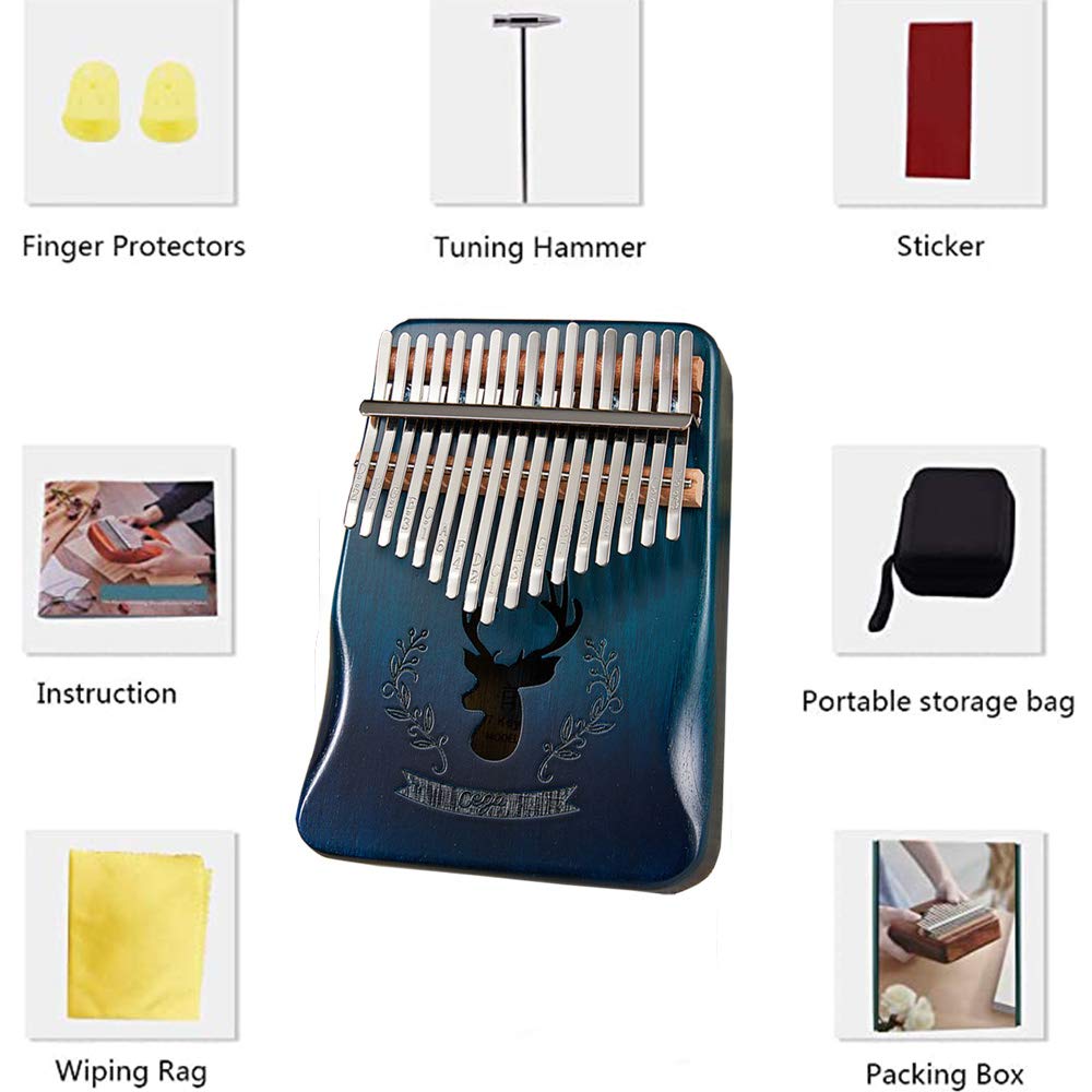 Kalimba 17 Keys Thumb Piano Built-In High-Performance Protective Box, Tuning Hammer and Kalimba Songbook for Kids Adult Beginners