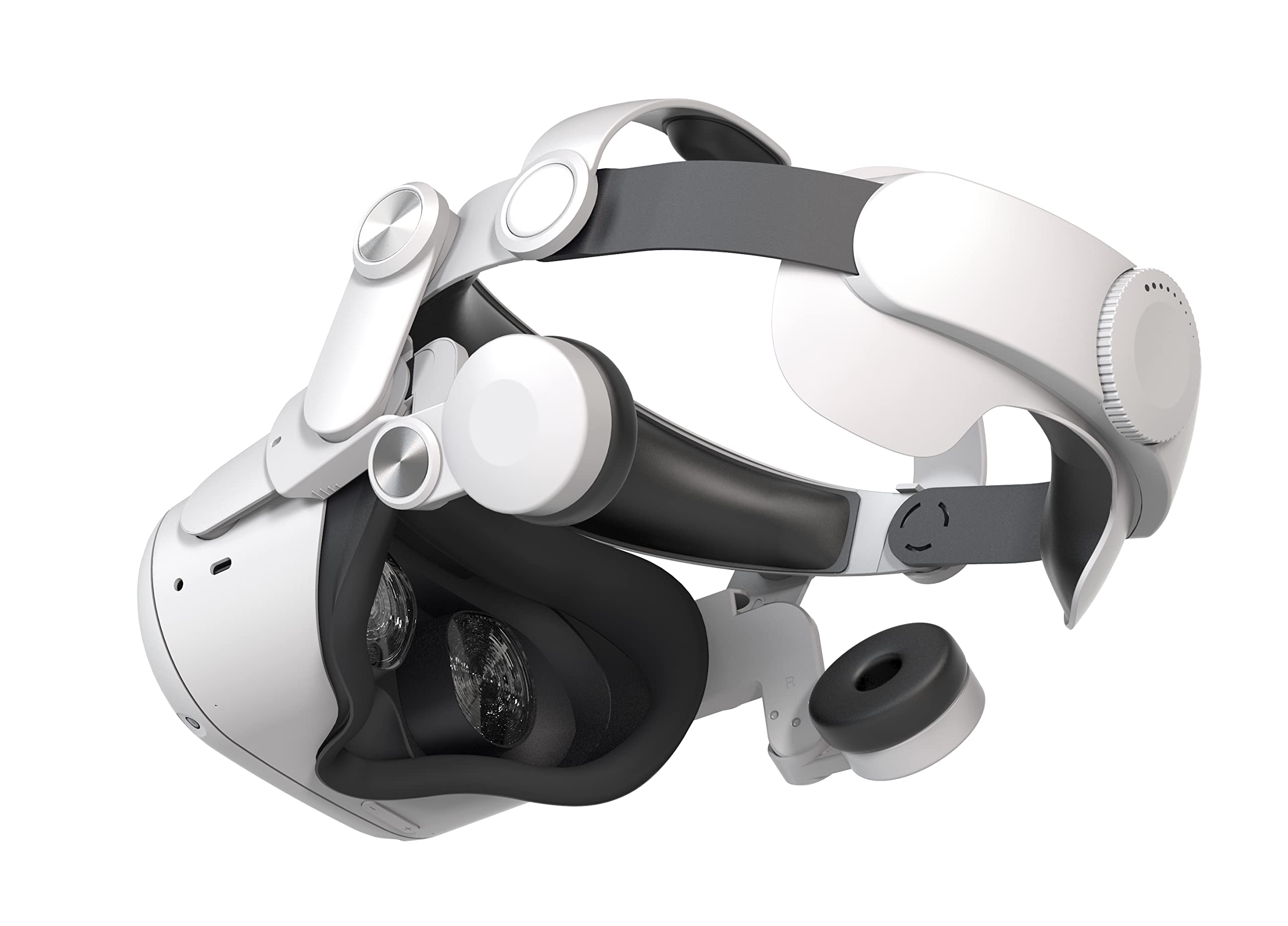 KRX Design Halo Head Strap for Oculus/Meta Quest 2, Adjustable Strap and Ear Muffs Accessories for Oculus Quest 2, Enhanced Support & Gaming Immersion, Reduce Pressure in VR Headset