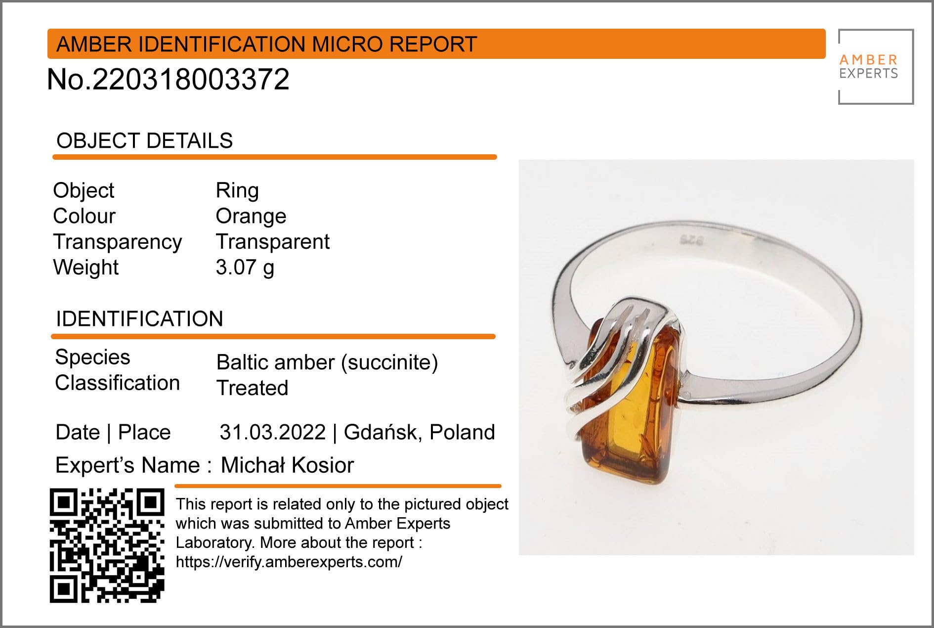 HolidayGiftShops Sterling Silver and Baltic Honey Amber Ring Ninelle