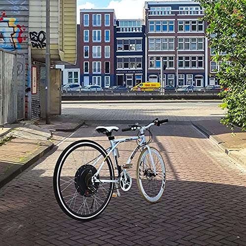 JauoPay Electric Bicycle Conversion Kit, 48V 2000W EBike Brushless Gearless Hub Motor, Rear Hub Rim for 28" Bicycle Wheels, Dual Mode Controller Full Waterproof
