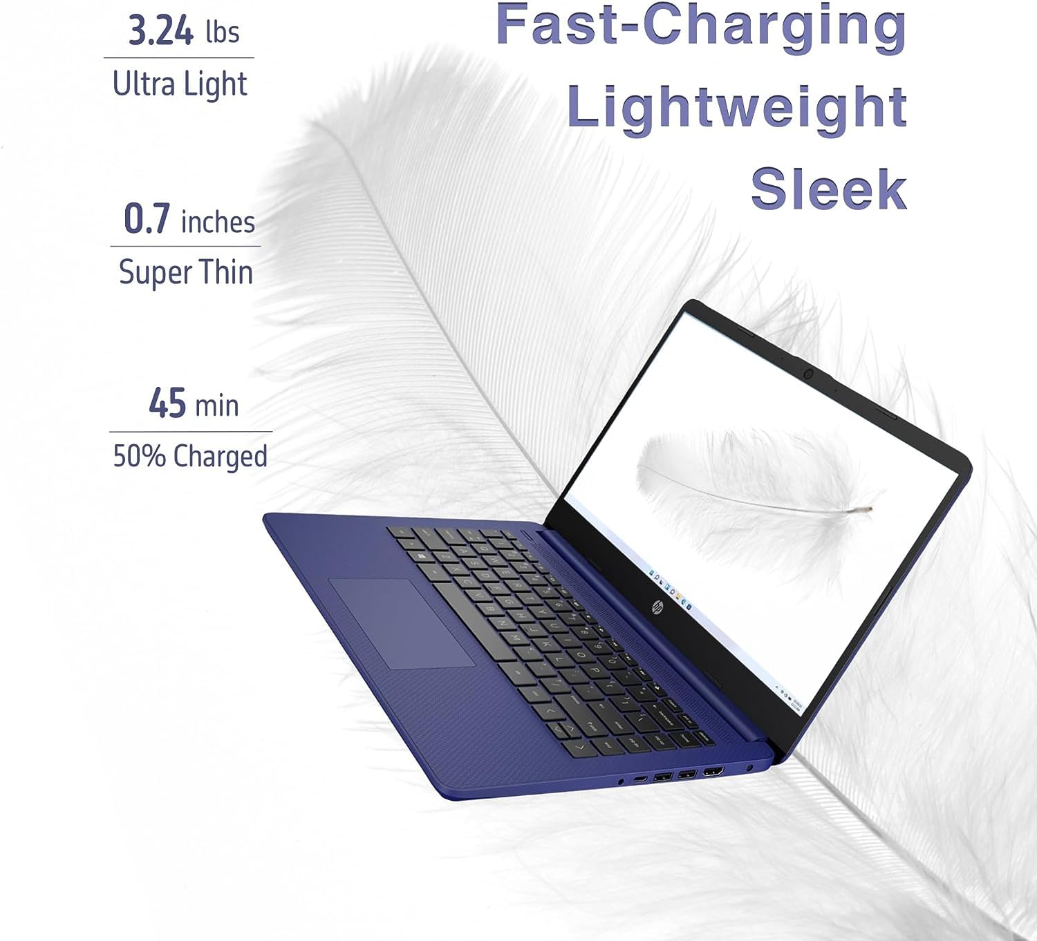 HP 2023 Newest Stream Laptop, 14" Display, Intel Celeron N4120, 4GB RAM, 64GB eMMC, Intel UHD Graphics 600, Wi-Fi, Bluetooth, Webcam, 1 Year Office 365, Windows 11 Home in S Mode, Blue
