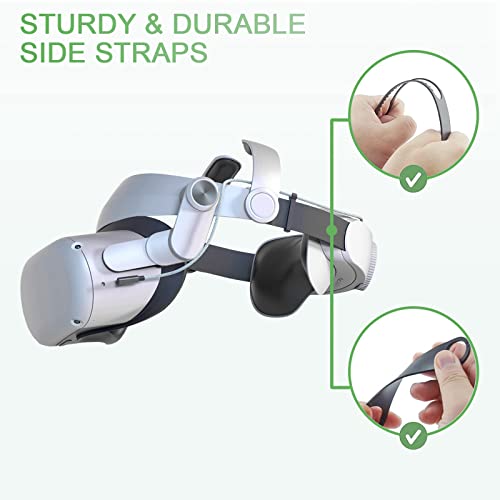 Head Strap with 5000Mh Battery Pack, VR Headset Accessories Compatible with Oculus/Meta Quest 2, Soft Foam & Skin-Friendly PU Surface, Lightweight & Adjustable Quest 2 Head Strap for Adults and Child