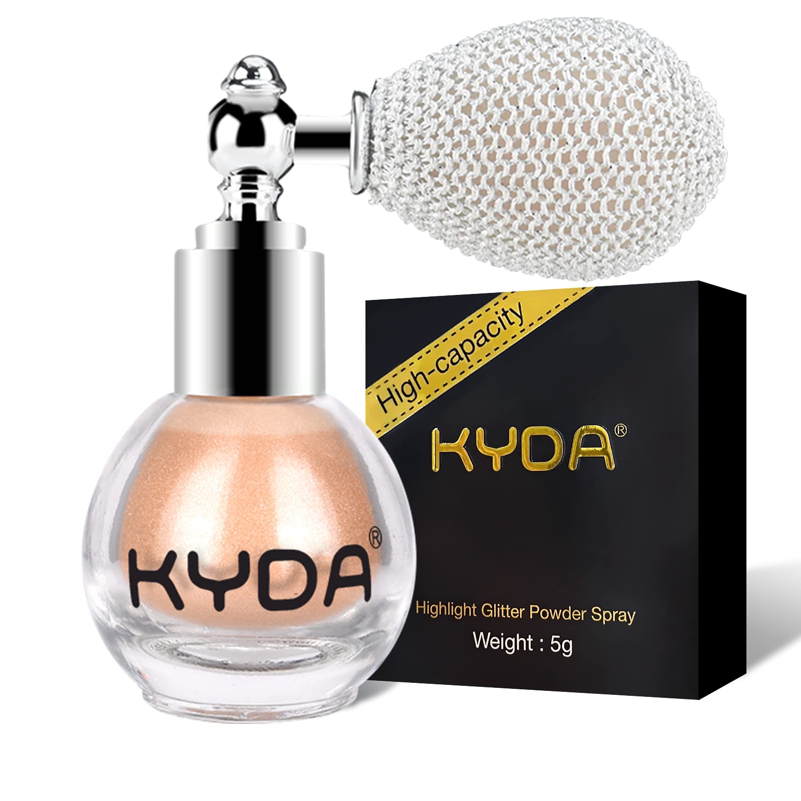 KYDA Highlighter Powder Spray, Glitter High Gloss Spray Shimmer Sparkle Powder Makeup Spray, for Face Body Cosmetic-Champagne Gold