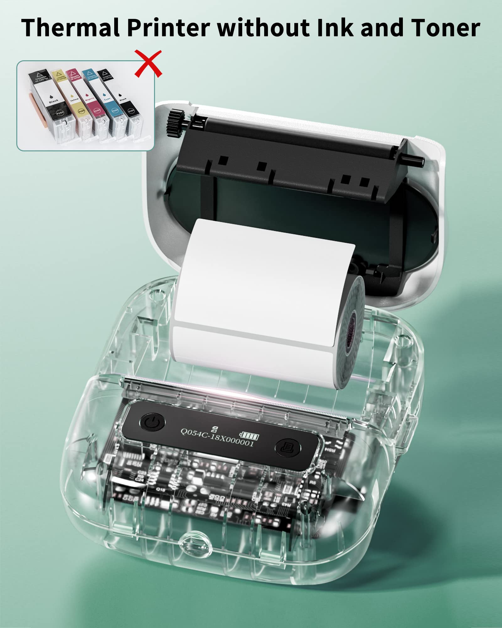 Itari Label Maker Thermal Label Printer, M220 Bluetooth Wireless Inkless Portable Printer for Barcode, Address, Labeling, Mailing, Small Business, Support Phones and PC, with 1 Roll 40×30mm Label