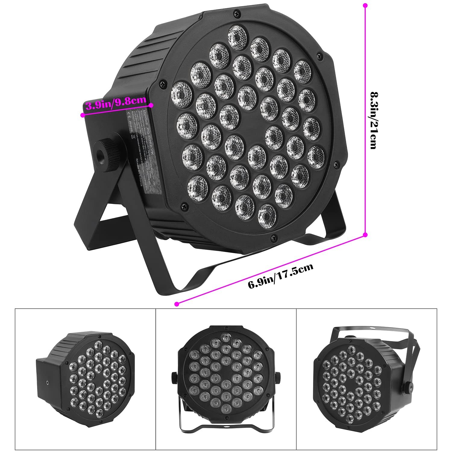 JAJALUYA LED Par Lights 36 LED Stage Lights 7 Modes RGB DJ Lights with Sound Activated Remote and DMX Control DJ Uplighting for Birthday Party Events Wedding Christmas Stage Lighting (4 Packs)