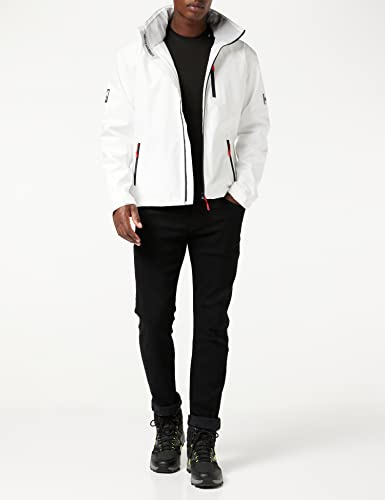 Helly Hansen Men's Crew Hooded Midlayer Fleece Lined Waterproof Raincoat Jacket, 001 White, XX-Large