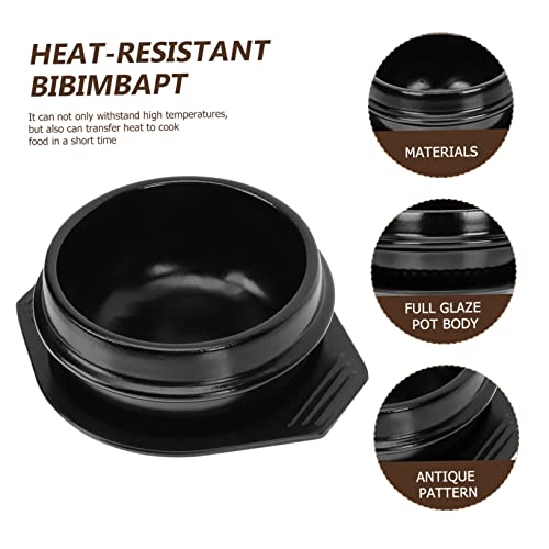 UPKOCH 1 Set Stone Pot for Bibimbap Stew Pots with Lids Stainless Steel Sauce Pan with Lid Soup Bowls with Lids Korean Hot Pot Ramen Cooker Casserole Dish with Lid Ceramic Pot with Tray
