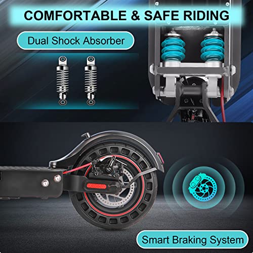 iScooter MAX Electric Scooter - 500W Motor, 22 Miles Range, Up to 21 MPH Top Speed, 10" Solid Tires, Dual Suspensions, UL Certified Folding Electric Scooter for Adults
