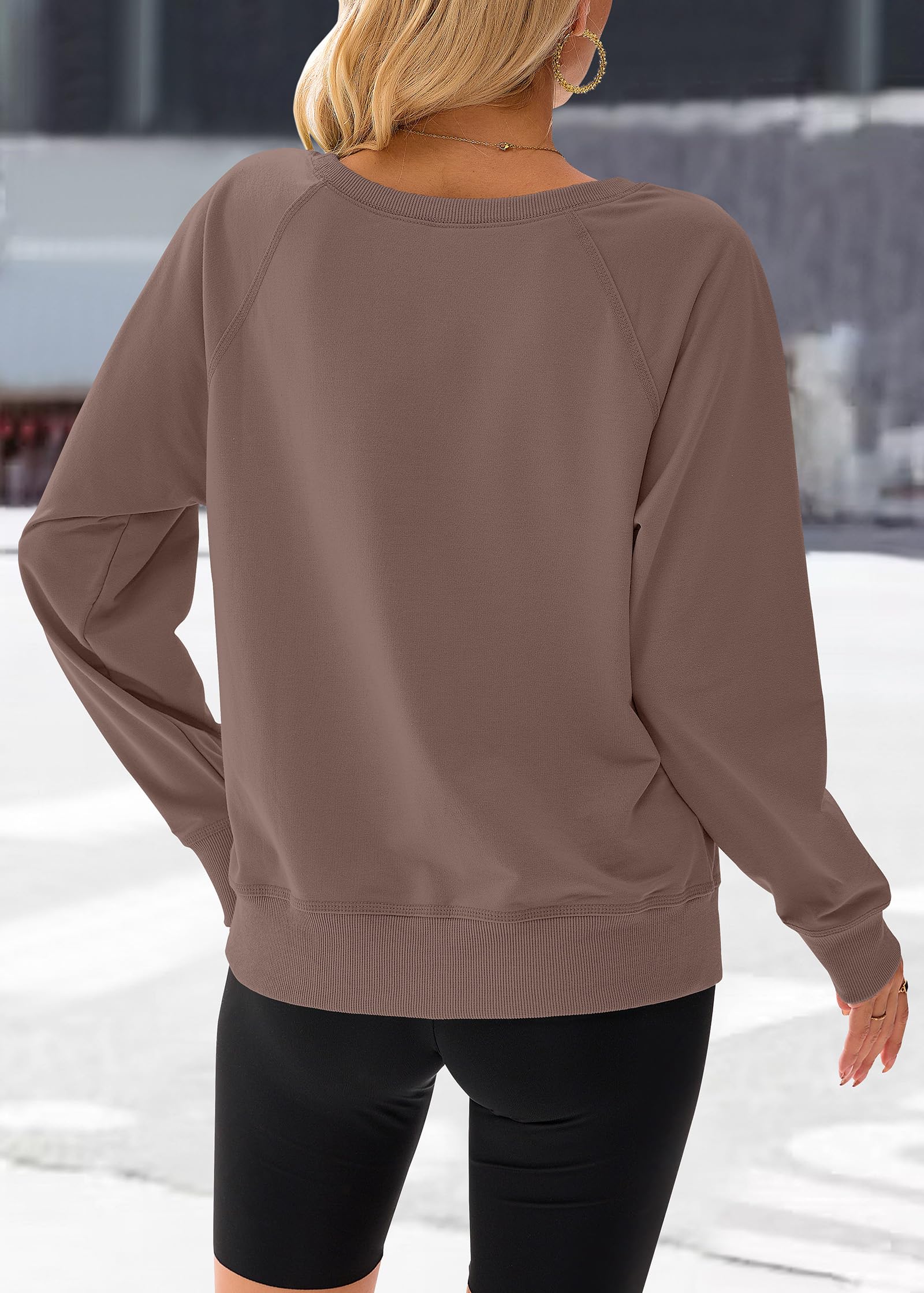 KIRUNDO Women's Casual Crewneck Sweatshirts 2024 Spring Fall Clothes Loose Long Sleeve Lightweight Pullover Shirts Tops (X-Large, Khaki)