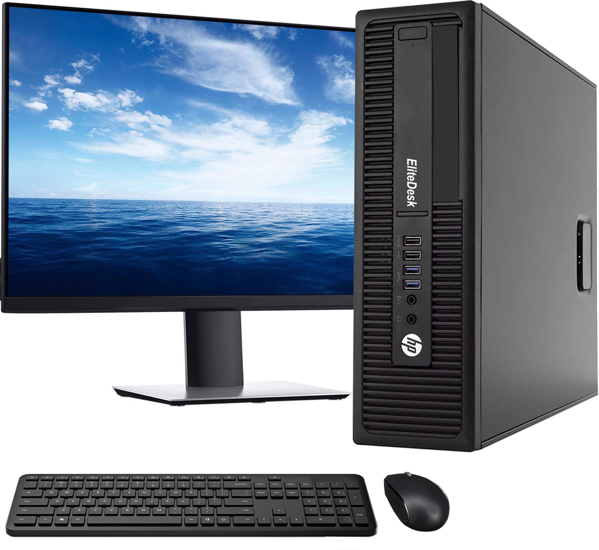 HP 800 G1 SFF Computer Desktop PC, Intel Core i7 3.4GHz Processor, 16GB Ram, 128GB M.2 SSD, 1TB HDD,Wireless Keyboard & Mouse,Bluetooth, New HP 23.8 FHD LCD Monitor, Win 10 Pro (Renewed), Black