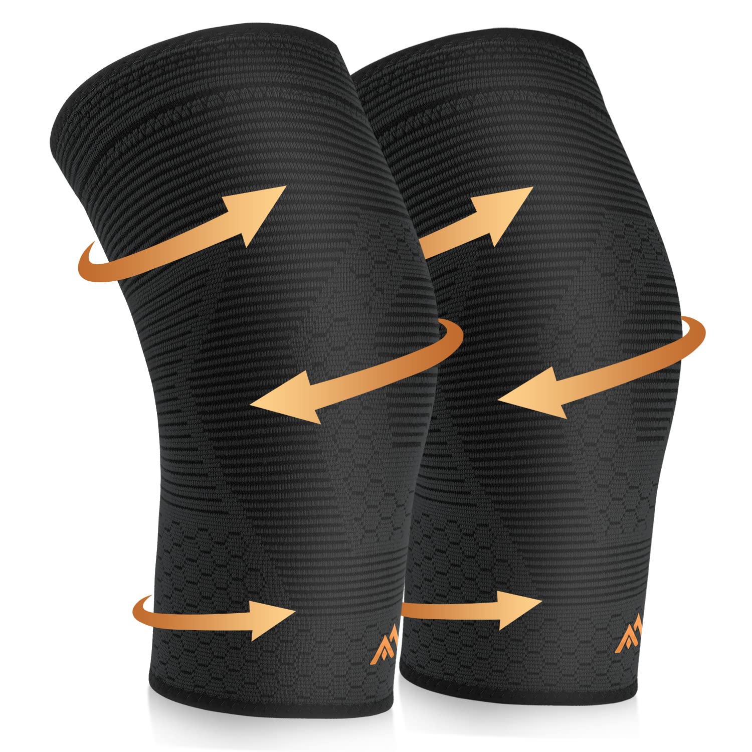 Iseasoo Copper knee braces for knee pain (2 pack) - Knee Compression Sleeve Support for Men and Women, Knee Pads for Meniscus Tear, ACL, Arthritis, Joint Pain Relief(black,M)