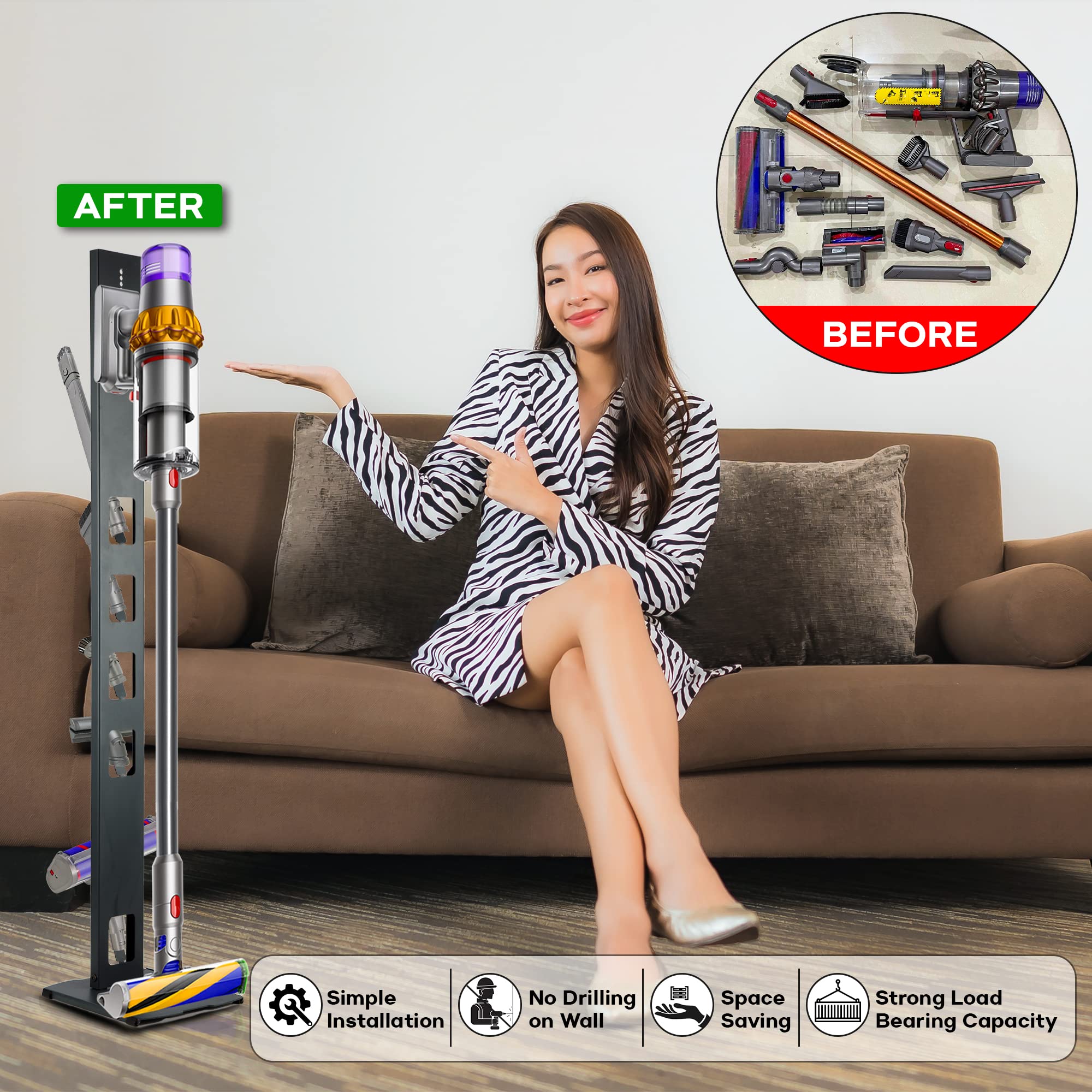 ibrush Docking Station for Dyson V15 V12 V11 V10 V8 Dyson Attachment Accessory Holder, Standing Docking Station for Dyson V Series and DC Series