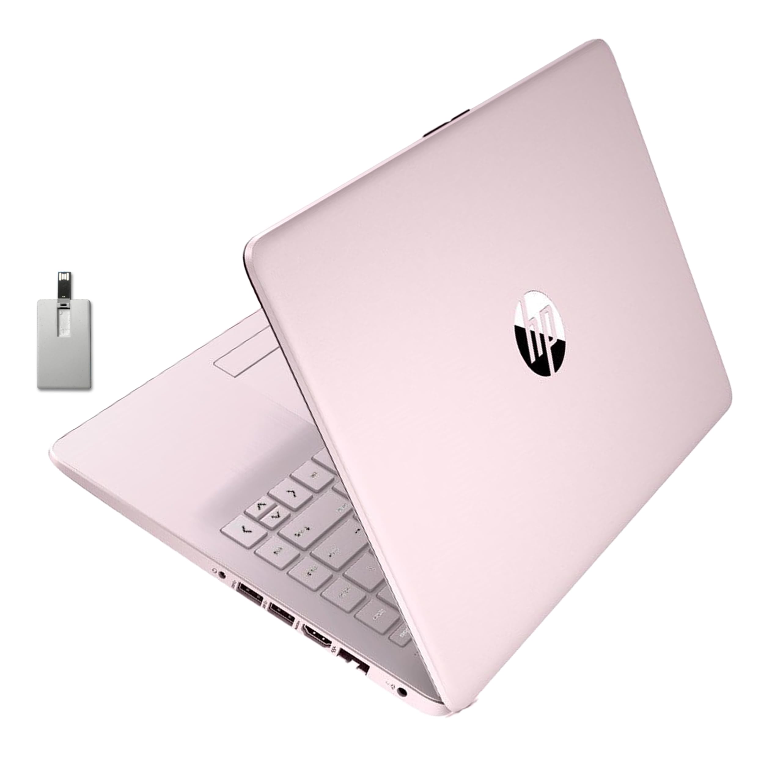 HP Premium Stream 14" HD BrightView Laptop, Intel Celeron N4120, 16GB RAM, 64GB eMMC Storage, UHD Graphics, HD Webcam, 1 Year Office 365, Bluetooth, WiFi, HDMI, Win 11s, Pink, 32GB Hotface USB Card