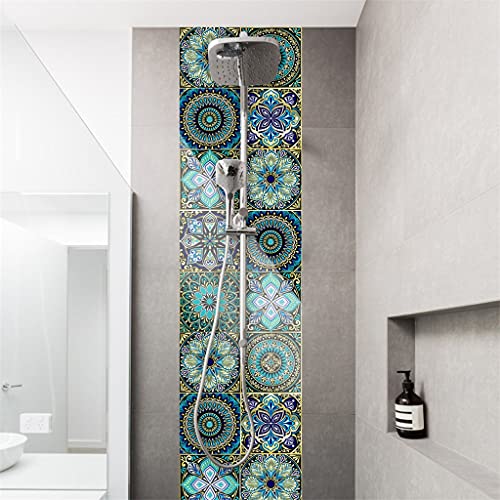 IULJH 10pcs/Set Pattern Tiles Sticker Kitchen Oil-Proof Bathroom Waterproof Art Mural Surface Crystal Film PVC Wallpaper (Color : D, Size : 15cm*15cm*10pcs)
