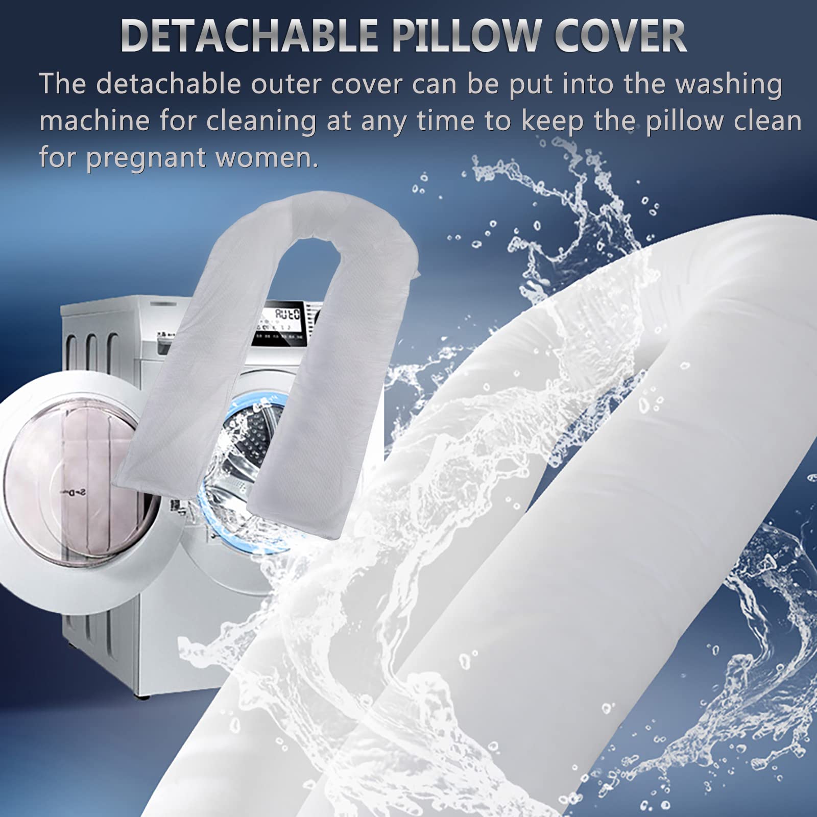 Rokiny Pregnancy Pillows, U-Shape Full Body Pillow and Maternity Pillow with Removable Cover - Support for Back, HIPS, Legs, Belly for Pregnant Women Sleeping (White)