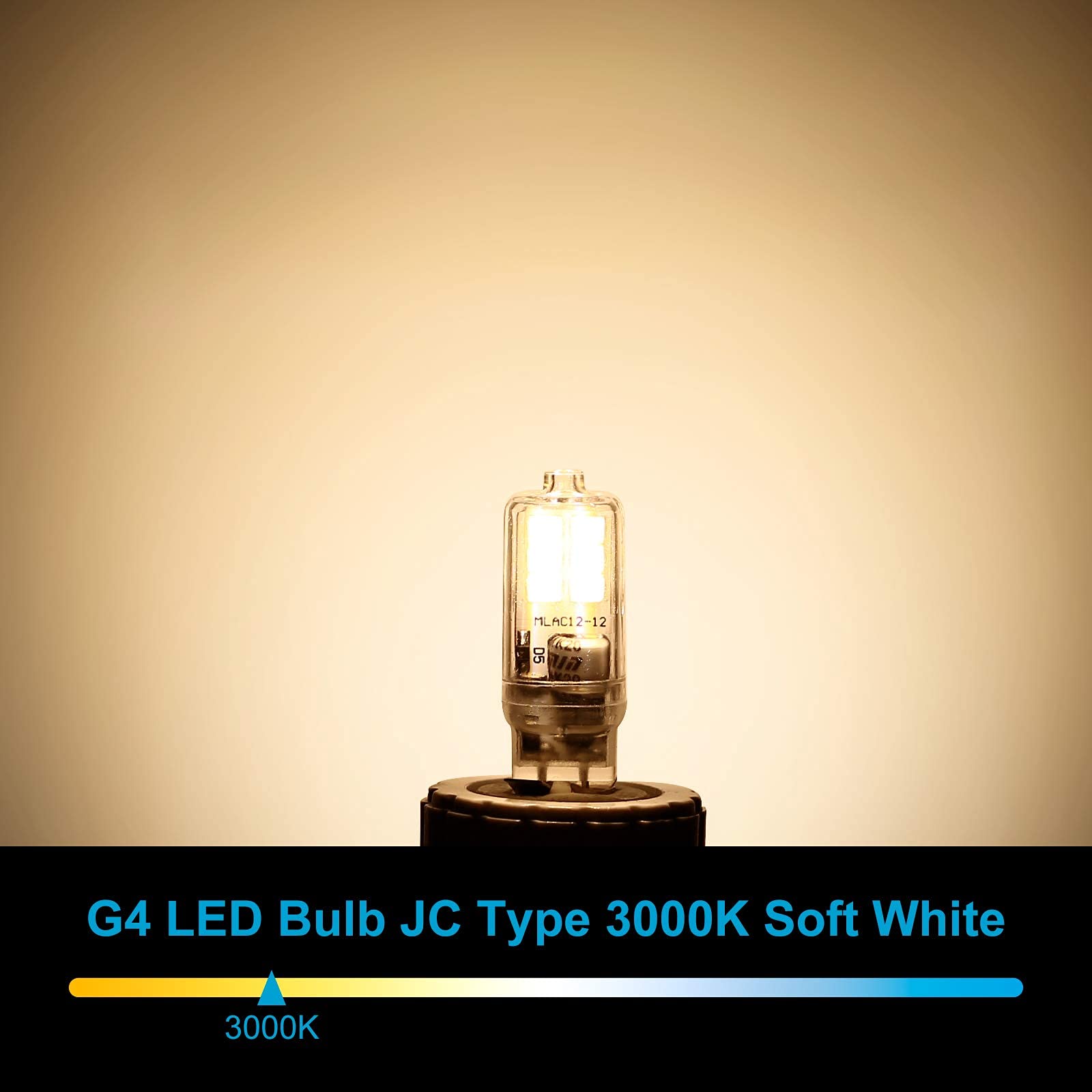 JandCase G4 LED Bulb, AC/DC 12V, 1.5W (20W Halogen Bulb Replacement), JC Type Landscape Bulb, Soft White 3000K, G4 Bi-Pin Light Bulbs for Under Cabinet, Range Hood, RV, Non-Dimmable, 5 Pack