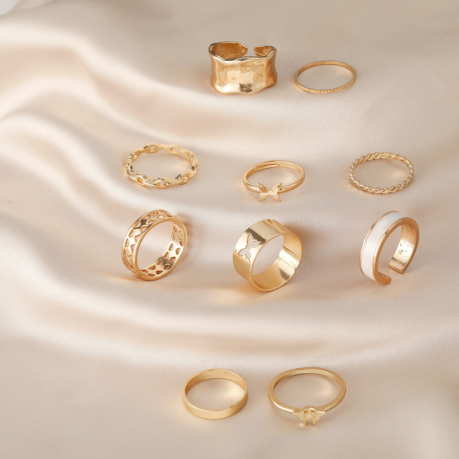 ÌF ME Gold Stackable Knuckle Rings Set Link Twist Midi Rings for Women Men Bohemian Retro Adjustable Joint Statement Finger Rings (golden4)