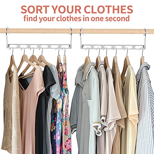 Space Saving Hangers, 10 Pack Metal Hanger Organizer, Space Saver Hangers, Collapsible Hangers for Heavy Clothes, Magic Hangers for Closet Organization and Storage, College Dorm Room Essentials