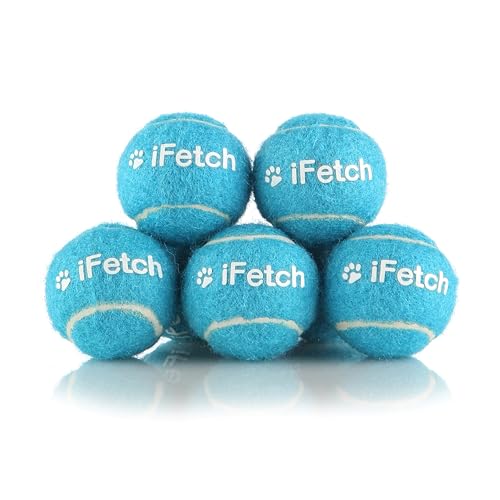 iFetch Mini Tennis Balls for Small and Medium Dogs, Toy Ball 5 Pack, Use Automatic Launcher Frenzy Brain Game, Blue, 1.5 Inch Diameter
