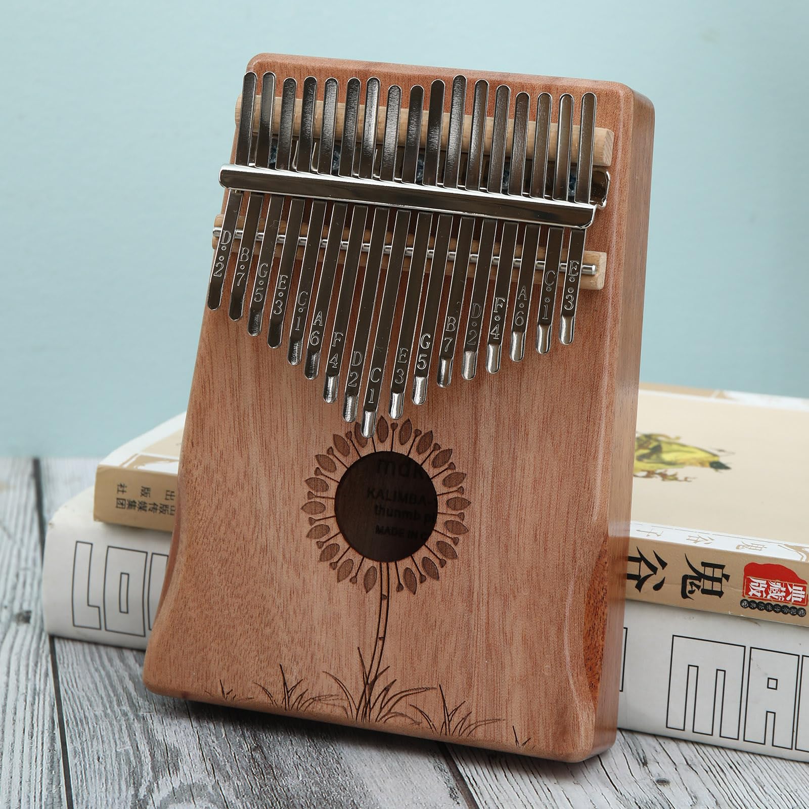 kalimba thumb piano 17 key mdkaba finger piano instrument with waterproof protective box (wood)