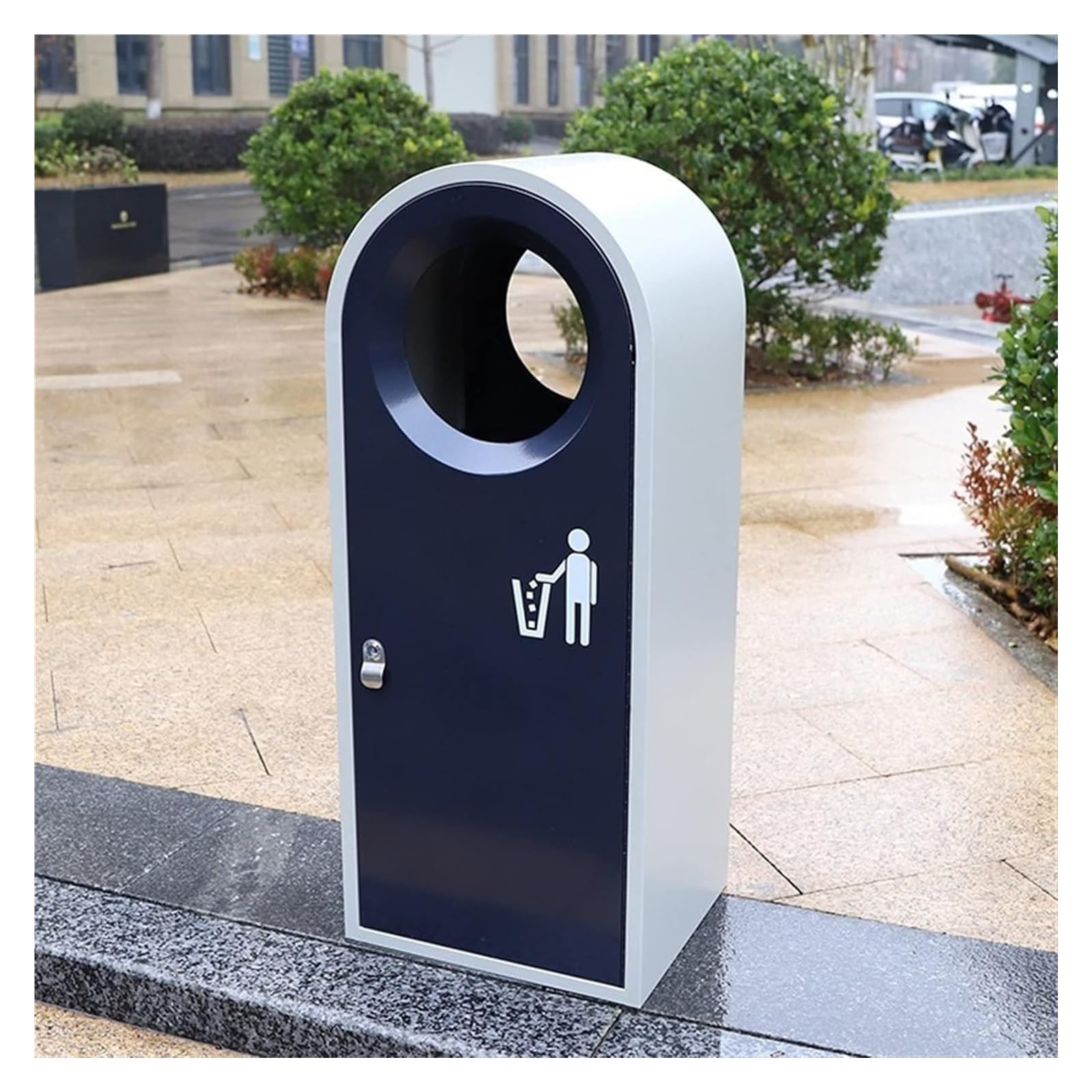 YUSIWOAL Trash Cans Outdoor Trash Can Galvanized Commercial Trash Bins Large-Capacity Garbage Can Mall Park Waste Bins 52l/13.7 Gallons Outdoors and Home