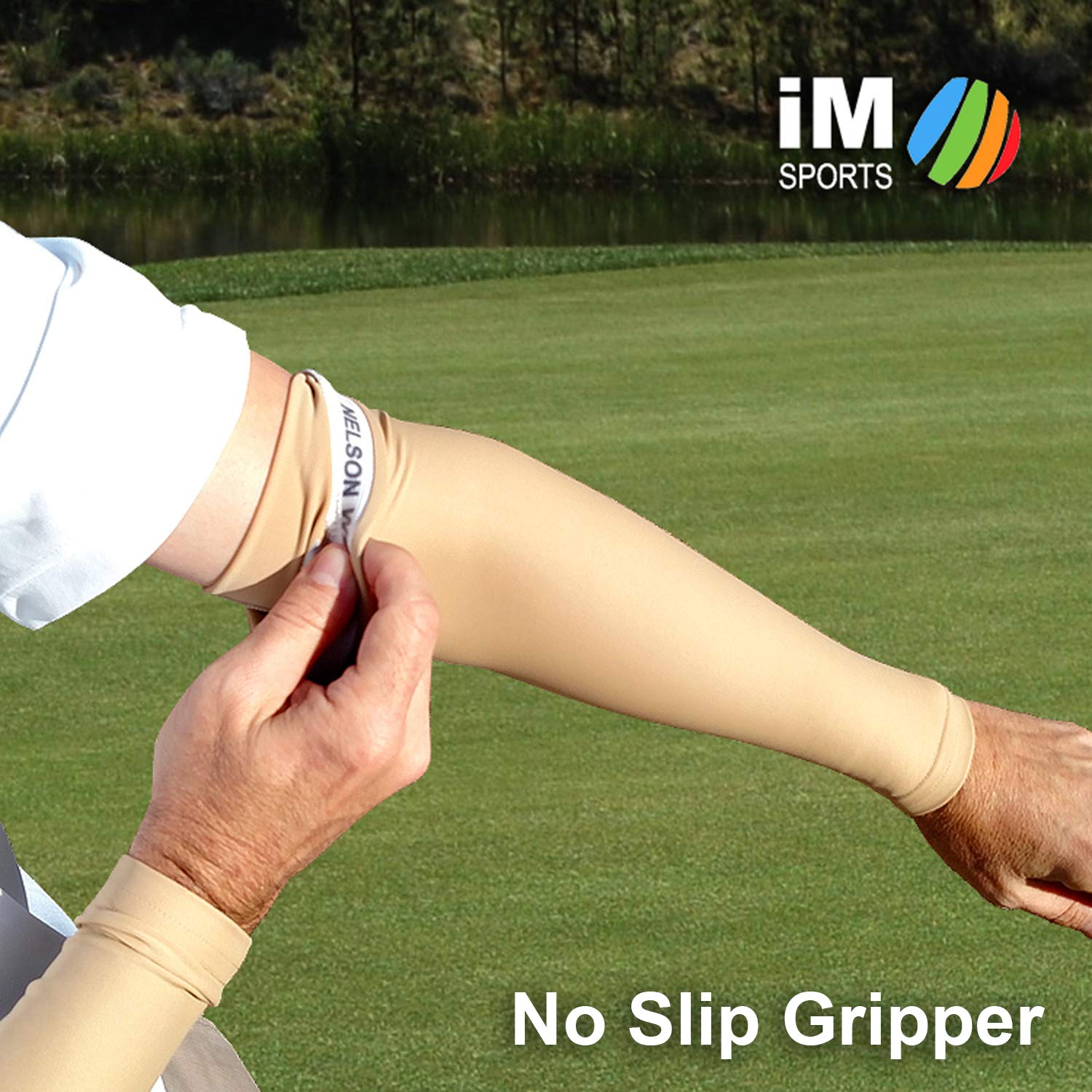 iM Sports LONG DRIVER Golf Sun Sleeves + Blocks 98% UV + Compression + Made in USA - Neon Green - X-Large/XX-Large - Pair