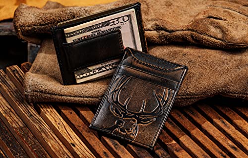 House of Jack Co. Deer Money Clip Wallet | Slim Card Holder | Super Strong Magnet Men's Wallet | Front Pocket Wallet (Deer)