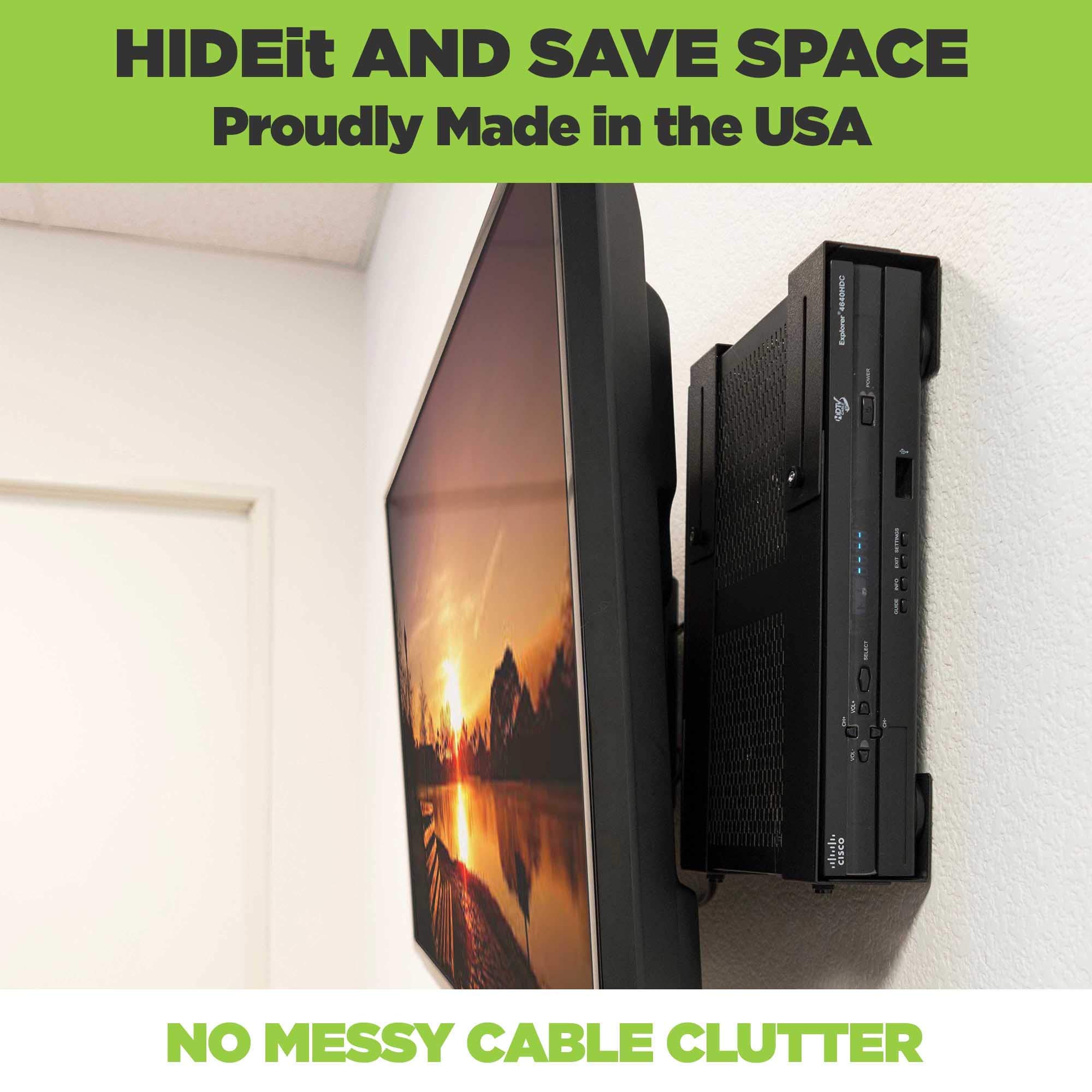 HIDEit Mounts Uni-L Mount - Patented in 2015, Made in USA - Steel Adjustable Large Wall Mount, Hide Your Cable TV Box, Satellite Receivers, DVRs, NVRs, Set-Top Boxes and Other A/V Equipment