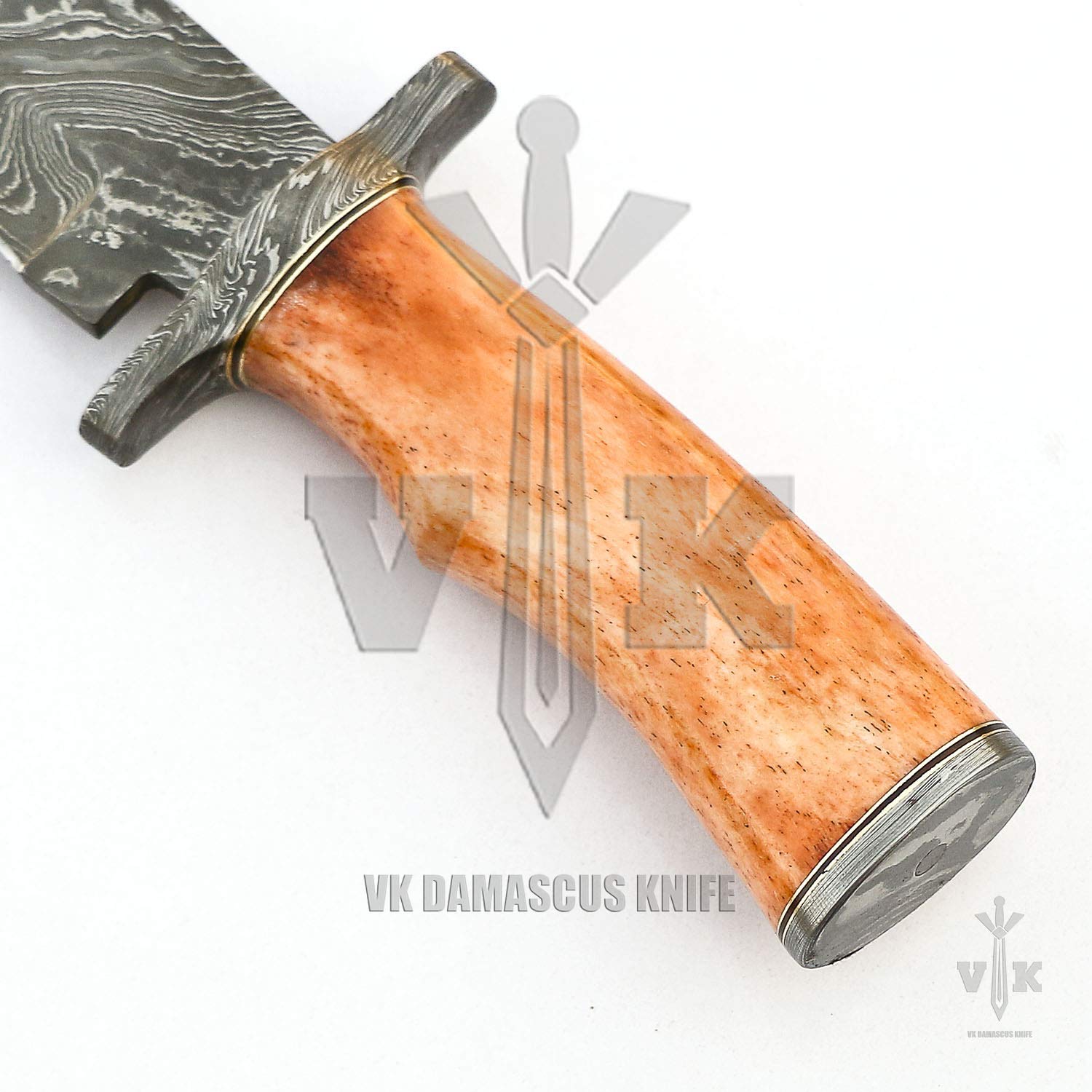 JNR Traders Damascus Steel Fixed Blade Bowie Knife with Leather Sheath -2352