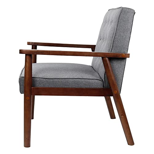 JIASTING Mid-Century Retro Modern Accent Chair Wooden Arm Upholstered Tufted Back Lounge Chairs Seat Size 24.4" 18.3" (Deep)