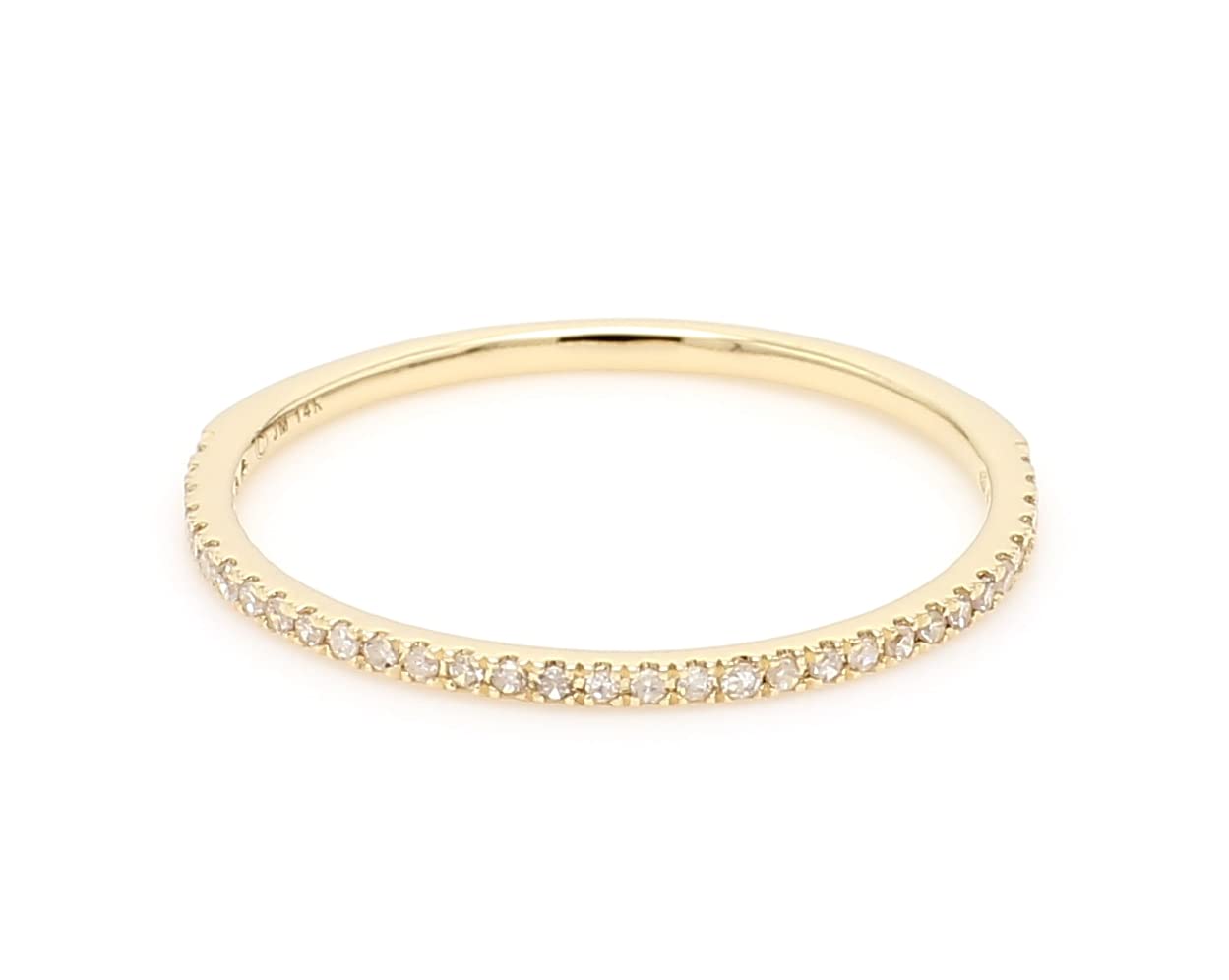 JewelMore 0.08 Carat (ctw) 10K Gold Round White Diamond Ladies Dainty Anniversary Wedding Stackable Ring (White Gold, 7.5)