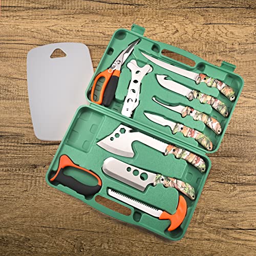 KNINE OUTDOORS Hunting Deer Knife Set Field Dressing Kit Forest Portable Butcher Game Processor Set, 12 Pieces