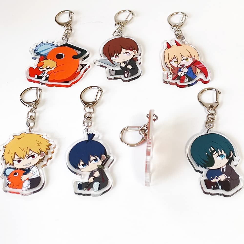 JCvCX 7pcs Denji Keychain Makima Power Reze Kobeini Cosplay Keychains Keyring Kobeini Keychain