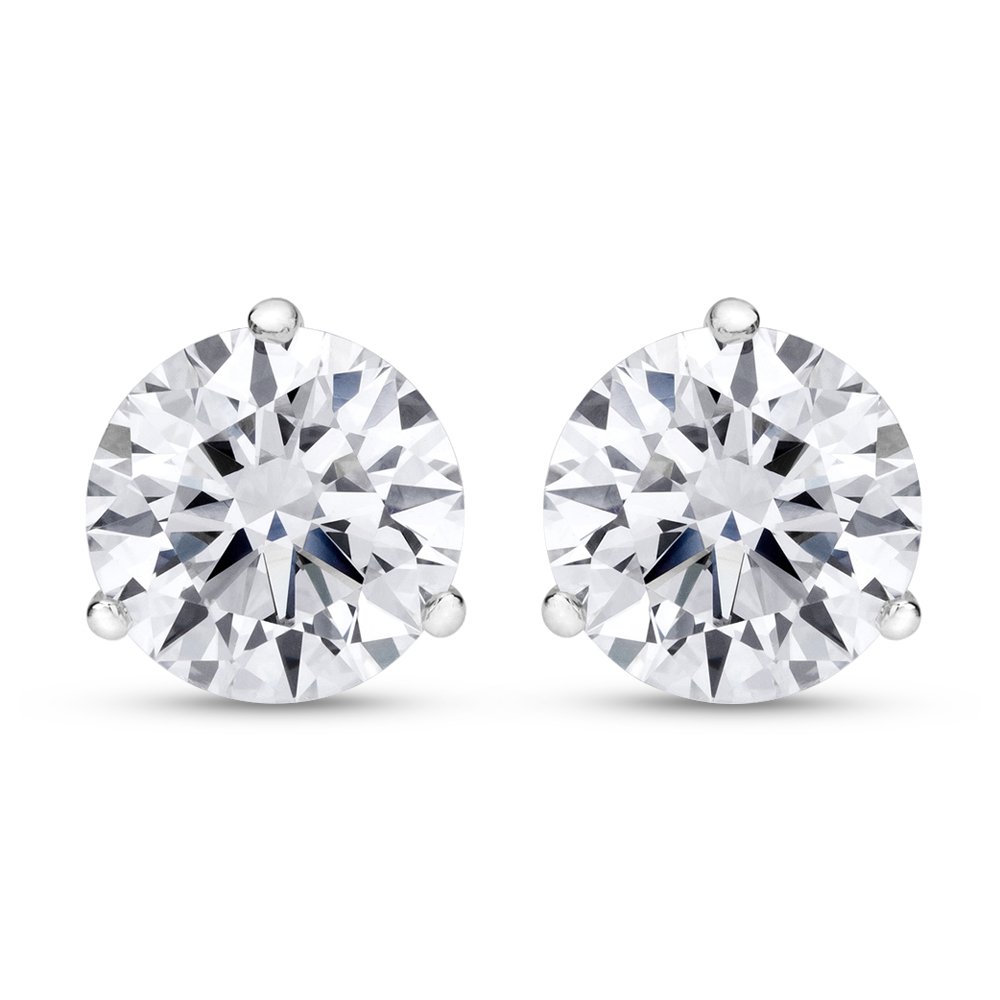 Houston Diamond District 3/4 Carat Solitaire Diamond Stud Earrings 14K White Gold Round Brilliant Shape 3 Prong Screw Back (I-J Color, I1 Clarity)