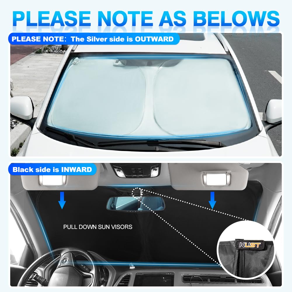 KUST Custom Fit Windshield Sun Shade for 2021-2024 2025 Ford Bronco Sport Accessories Window Sunshade Sun Visor Protector Foldable Blocks UV Rays Keep Your Car Cooler