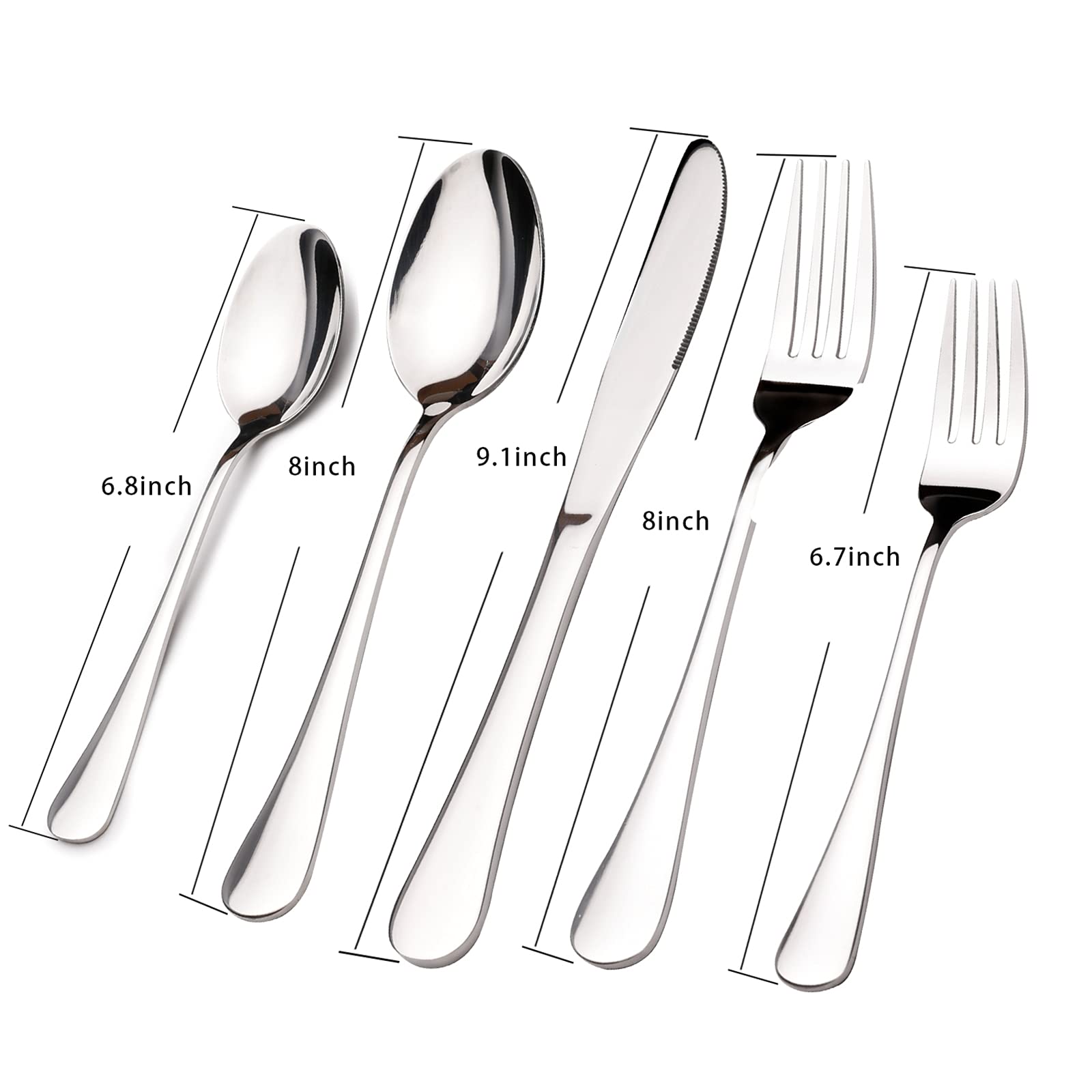 Nice Kitchen Silverware Set, Reusable Stainless Steel Flatware Cutlery Sets, Heavy Forks and Spoons Silverware Utensils for 8,40-Piece