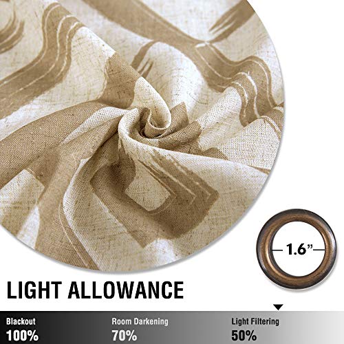jinchan Ogee Tile Square Linen Textured Drapes Printed Curtain Panels Bedroom Living Room Lattice Window Treatment 2 Panel Drapes 95" L Taupe on Beige