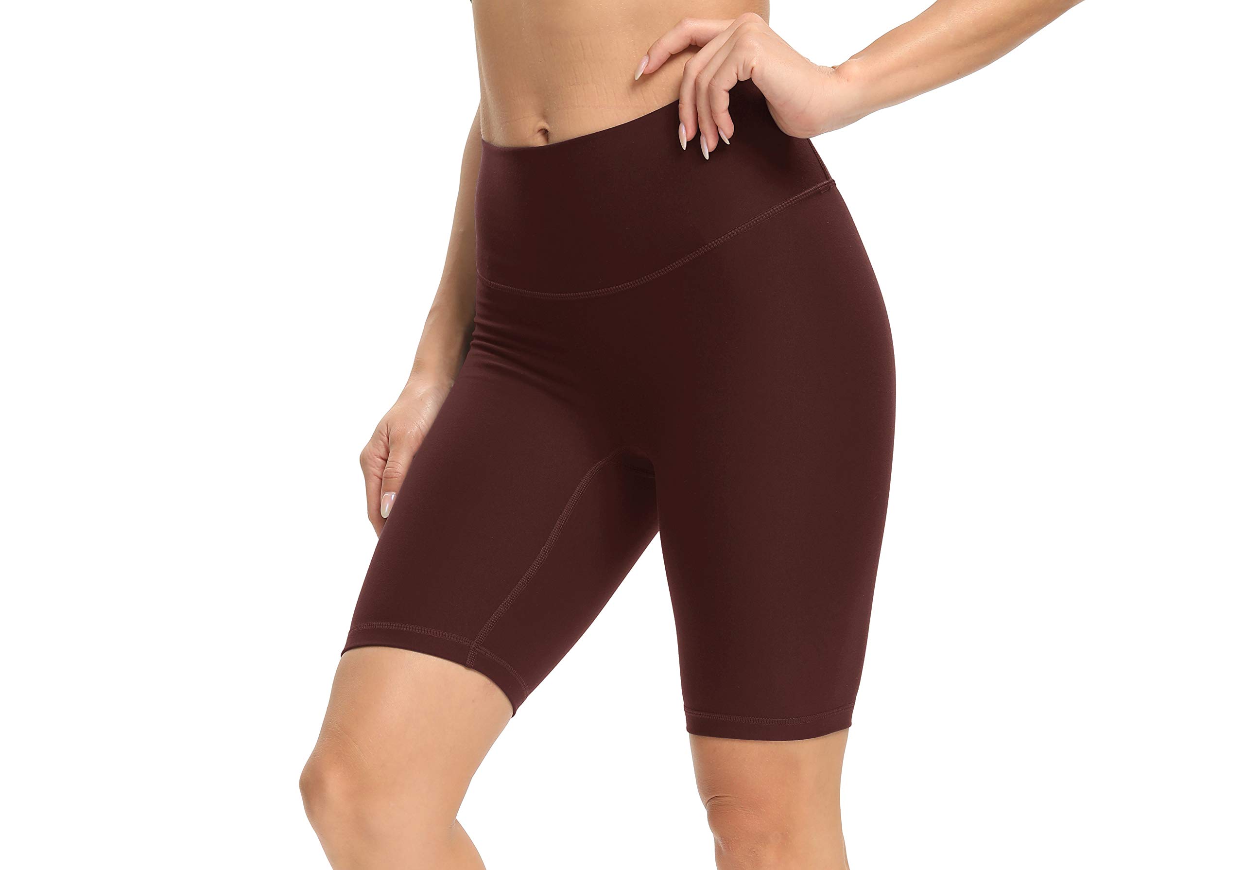 LastFor1 Women's 8" Volleyball Shorts High Waist Yoga Shorts Compression Workout Running Athletic Shorts Wine Red XXL