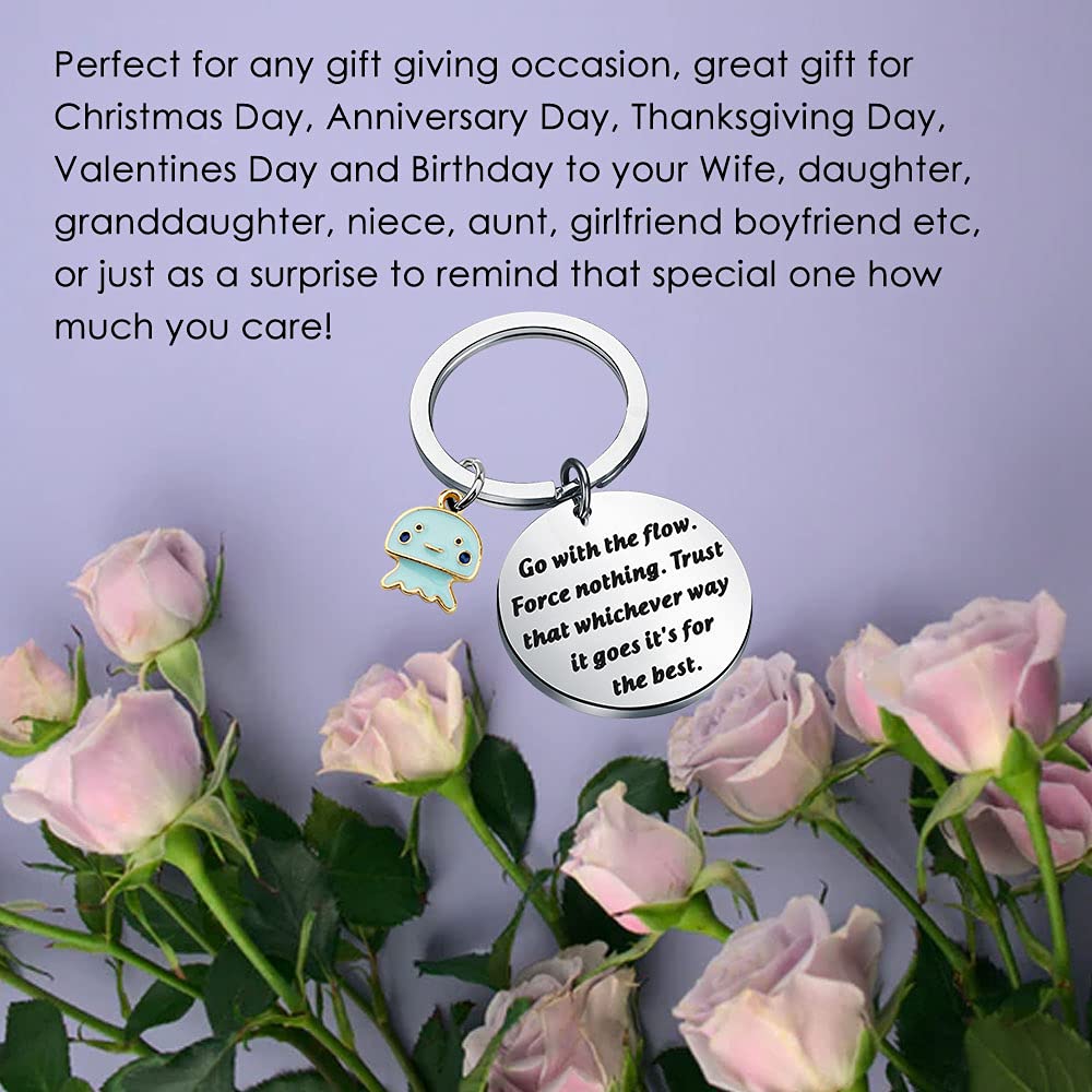 Jellyfish Keychain Gift Jellyfish Go with the Flow Best Friend Inspirational Gifts Ocean Gift (Go with the flow)