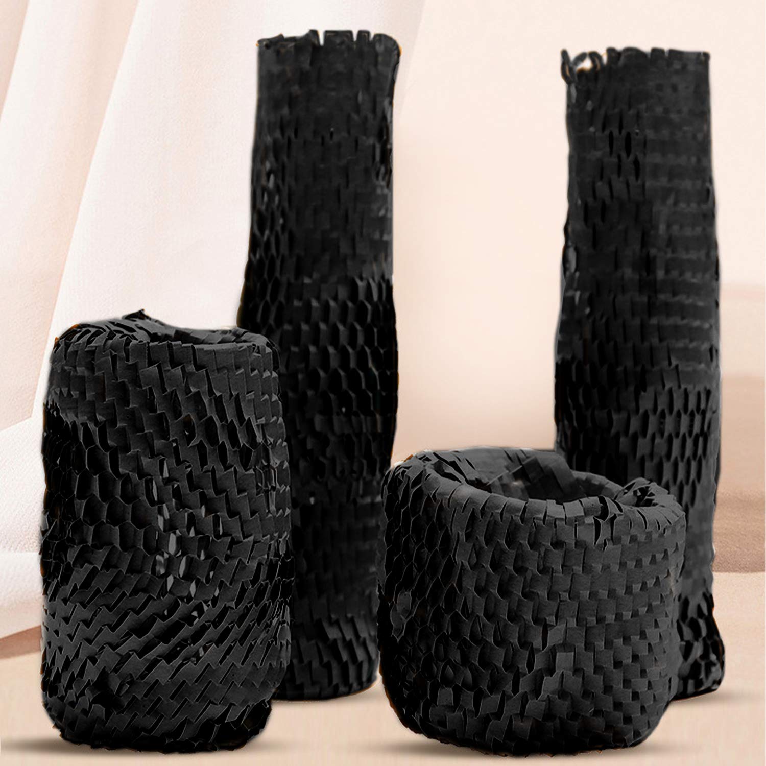 Honeycomb Packing Paper, 12" x 131' Honeycomb Cushioning Wrap Roll Recyclable Wrapping Paper Eco-friendly Packaging Paper Kraft Paper Bubble Paper Wrap for Packing, Moving, Shipping (Black)