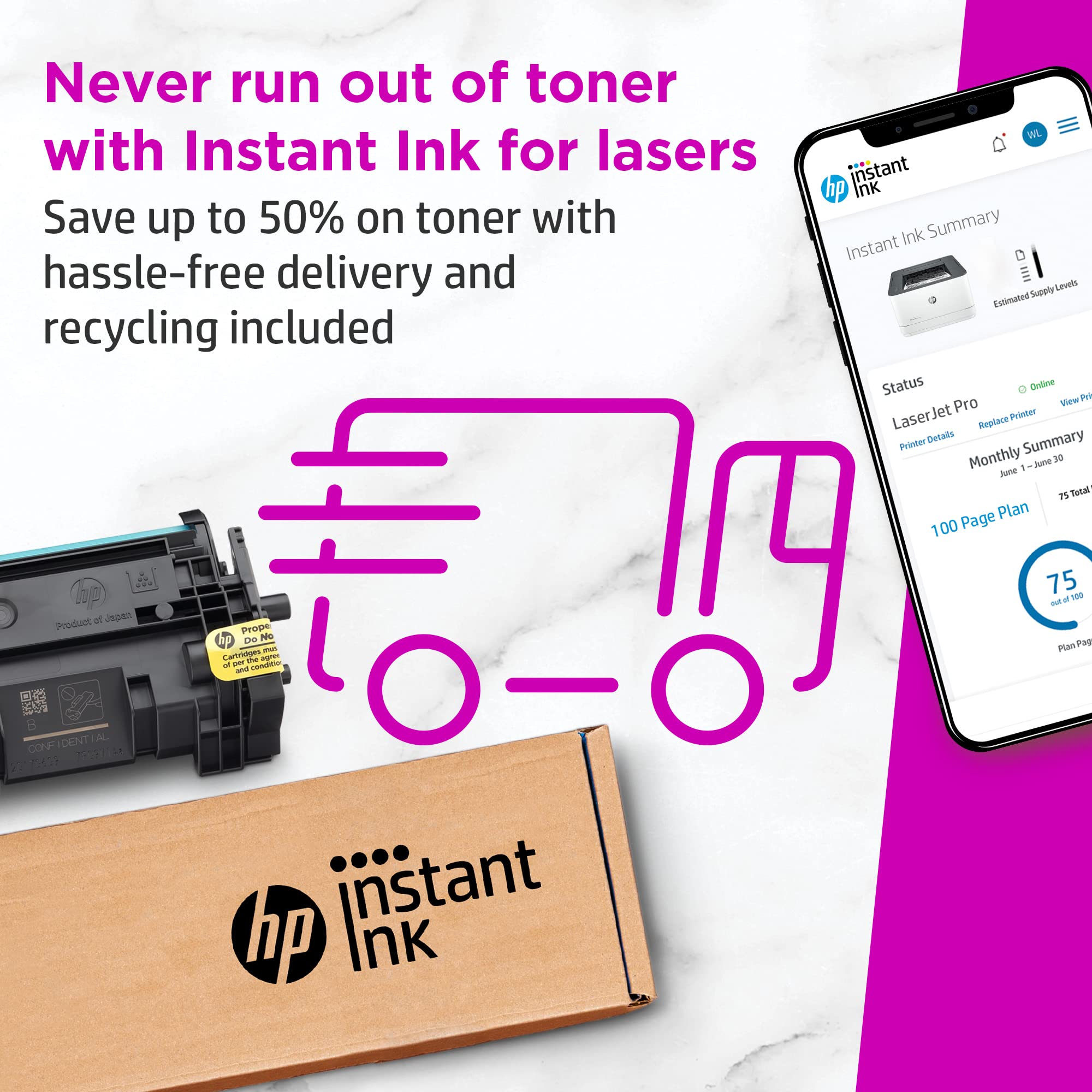 HP LaserJet Pro 3001dwe Wireless Black & White Printer with HP+ Smart Office Features (Renewed)