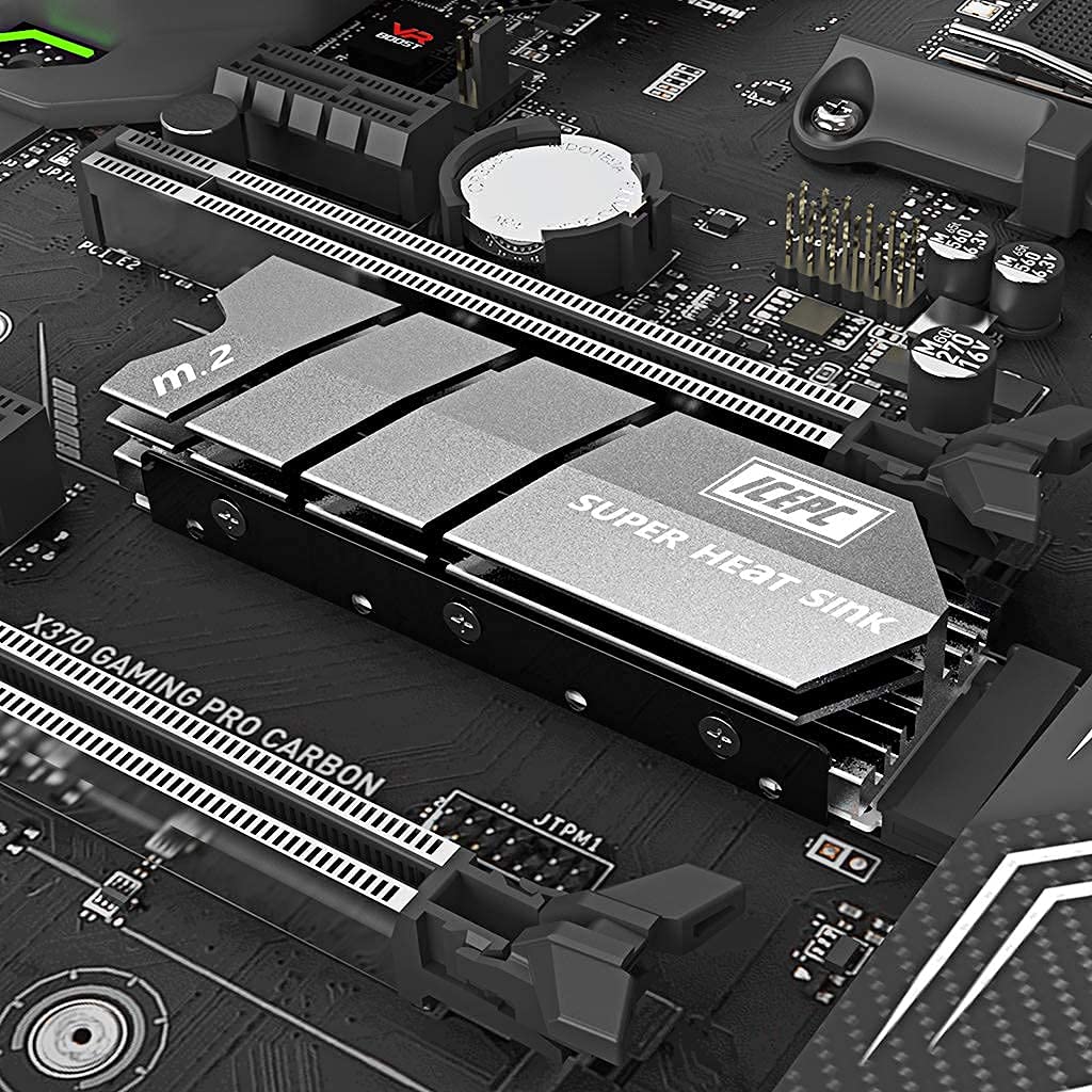 icepc M.2 2280 SSD NVMe NGFF Heatsink, Aluminum High Performance Double-Sided Radiator with Thermal Conductivity Pad for PCIE NVME M.2 SSD or SATA M.2 SSD PC Cooler