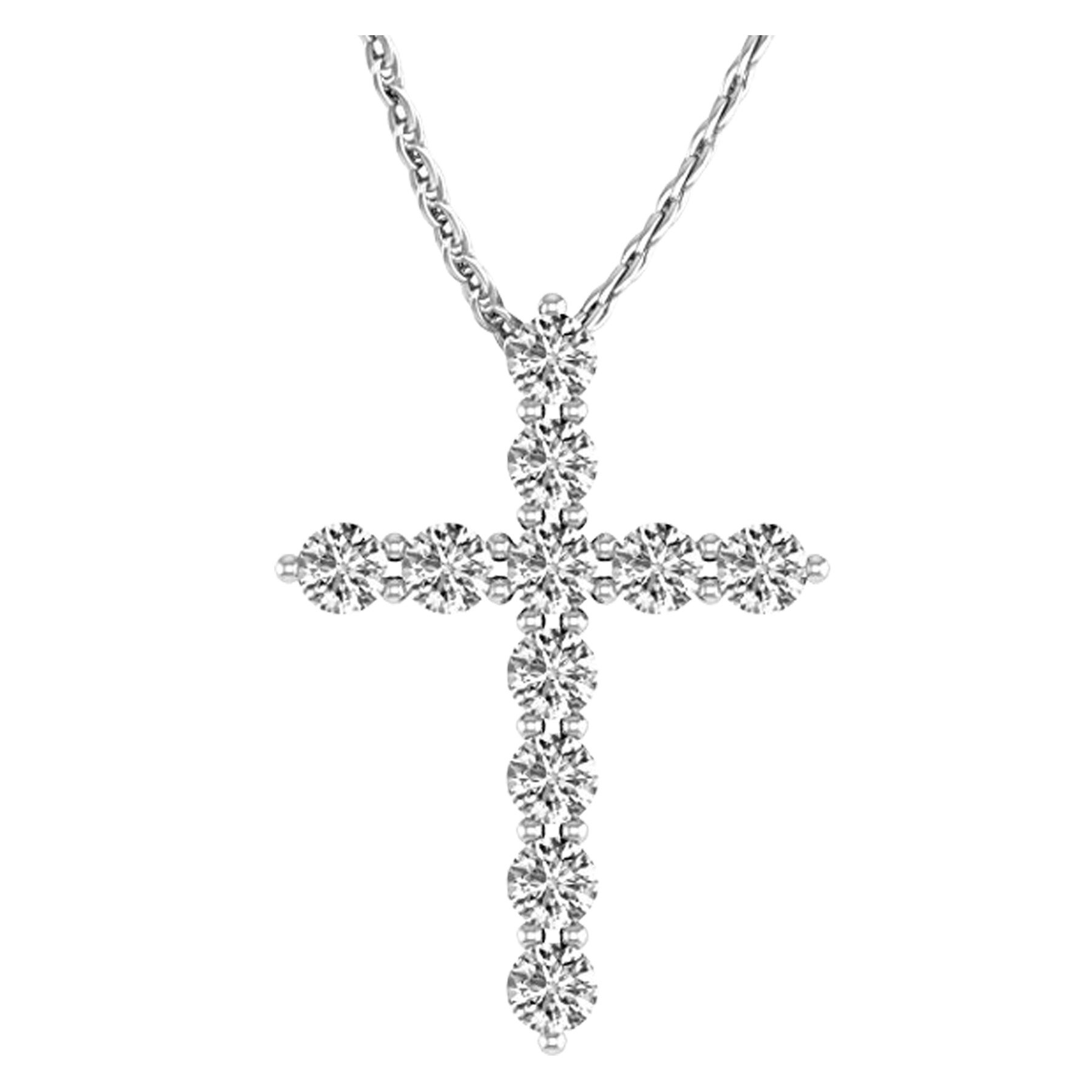 Houston Diamond District 1.5 Carat Total Weight 14K White Gold Diamond Cross Ultra Premium Collection