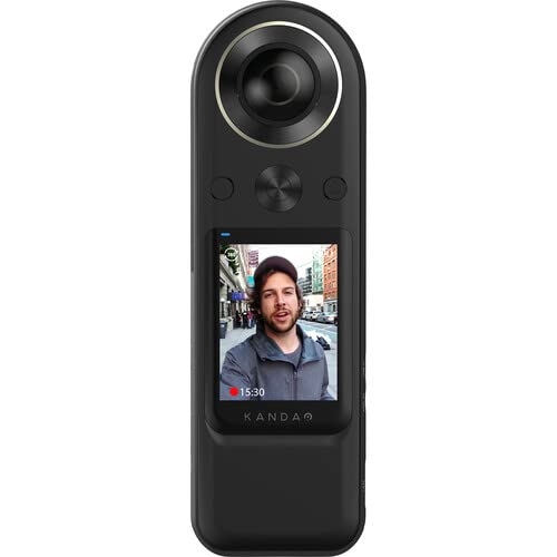 KanDao QooCam 8K Enterprise 360 Camera (247129) + 64GB Card + Adjustable Selfie-Stick + Small Bag + USB-C to HDMI Cable + USB-C Adapter + Network Cable + Straps + Cleaning Kit
