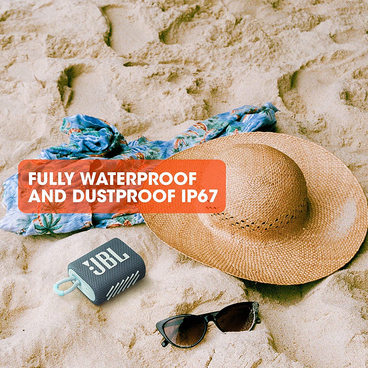 JBL Go 3 Portable Waterproof Wireless IP67 Dustproof Outdoor Bluetooth Speaker (Blue)